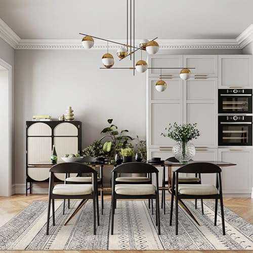 Area Rugs 9x12 Living Room: Large Machine Washable Rug with Non-Slip Backing Non Shedding Stain Resistant, Soft Geometric Moroccan Carpet for Dining Room Bedroom Nursery Home Office-Deep Gray/Cream