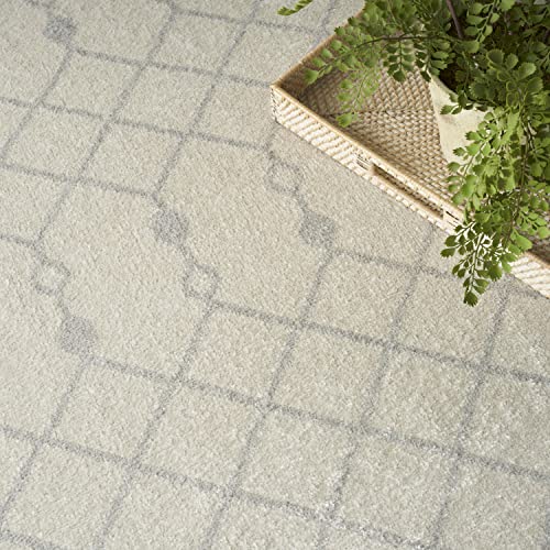 Nourison Astra Machine Washable Moroccan Ivory 9' x 12' Area Rug, Easy Clean, Non Shedding, Bed Room, Living Room, Dining Room, Kitchen (9x12)
