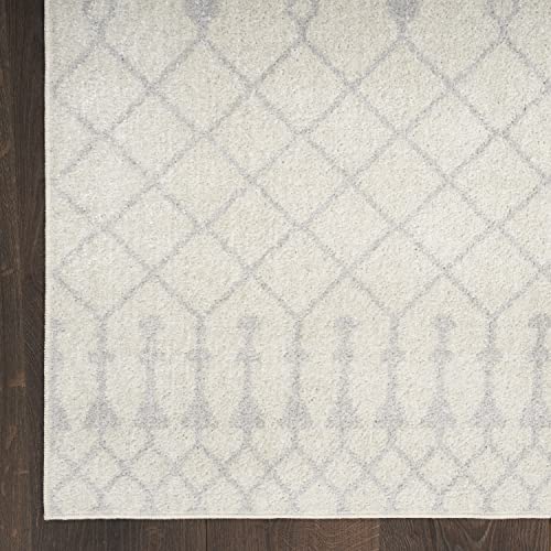 Nourison Astra Machine Washable Moroccan Ivory 9' x 12' Area Rug, Easy Clean, Non Shedding, Bed Room, Living Room, Dining Room, Kitchen (9x12)