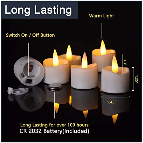 Actpe Timer Tealight Candles with Flickering Flame, 12pcs Realistic Bright Unscented Small LED Electric Fake Battery Operated Candle for Seasonal & Festival Celebration, Warm White