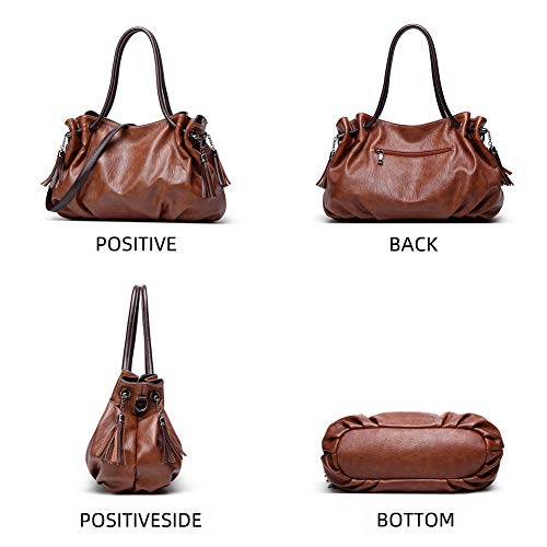 MINTEGRA Handbags for Women Hobo Shoulder Bags with Tassel Large Capacity Top Handle Bucket Bags