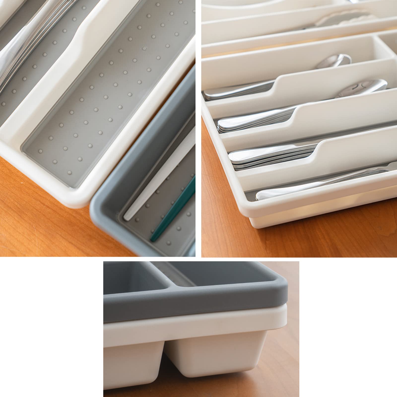 Silverware Drawer Organizer, Non Slip Utensil Tray, Kitchen Drawer Organizer, 6 Compartment Flatware Cutlery Organizer