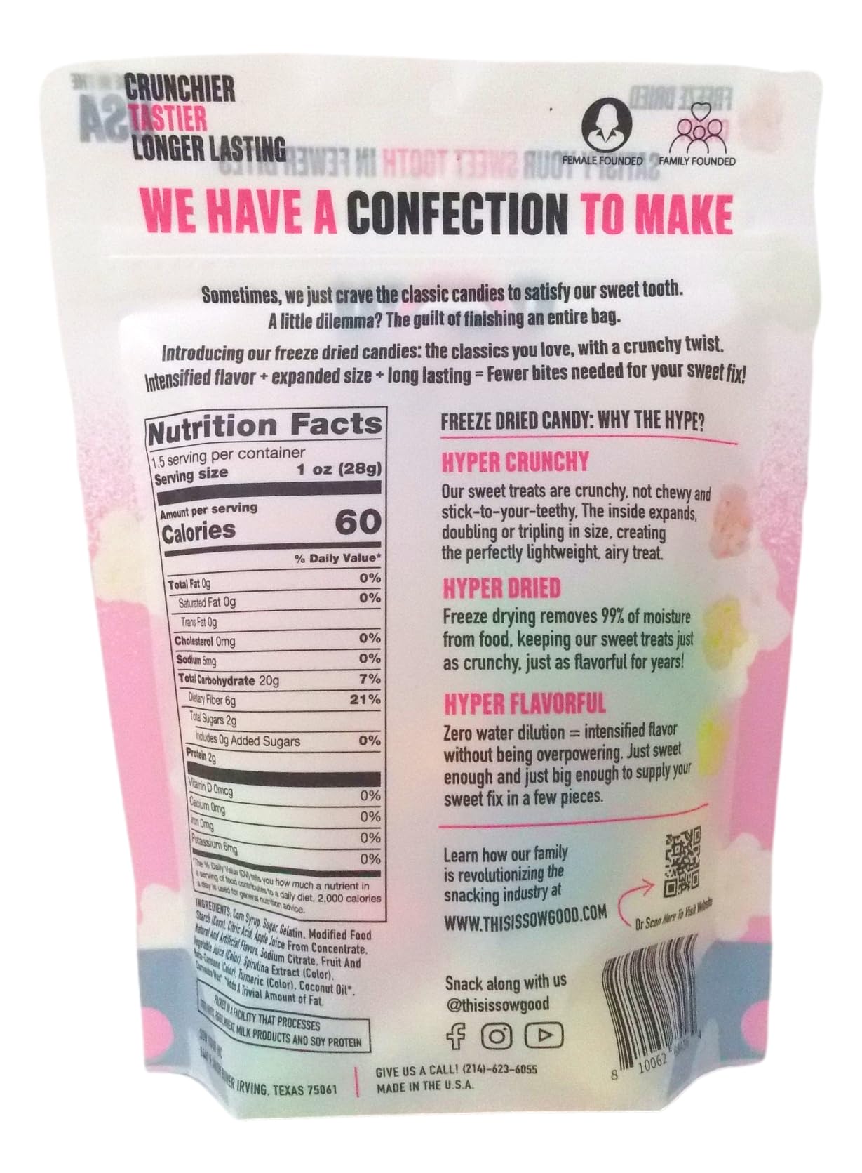Sow Good Freeze Dried Candy 4 Flavor Variety - (1) Each: Crunchy Worms, Crunchy Bears, Cookie Dough Bombs, Lil' Mints (1.3-1.9 Ounces) Plus Recipe Booklet Bundle