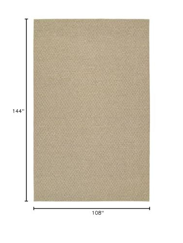 Garland Rug Town Square Beige Tan 9' x 12' Non Slip Area Rug for Living Rooms & Hallways, Stylish & Durable for High-Traffic Areas