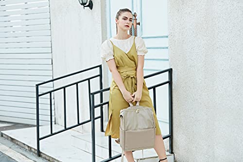 Kah&Kee Cute Travel Backpacks for Womens Fashion Lightweight Water-Resistant Commuting Gym Pockets Fake-Leather Nylon Stitching 2 PCS (Metallic Gold)