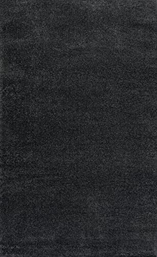 JONATHAN Y SEU100I-4 Haze Solid Low-Pile Indoor Area-Rug Casual Contemporary Solid Traditional Easy-Cleaning Bedroom Kitchen Living Room Non Shedding, 4 ft x 6 ft, Black