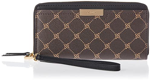 NINE WEST Lawson Zip ARND WRSTLT Wallet, Brown/Black