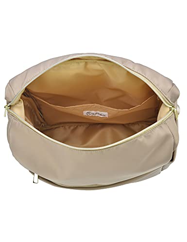 Kah&Kee Cute Travel Backpacks for Womens Fashion Lightweight Water-Resistant Commuting Gym Pockets Fake-Leather Nylon Stitching 2 PCS (Metallic Gold)