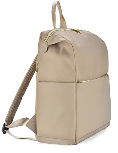 Kah&Kee Cute Travel Backpacks for Womens Fashion Lightweight Water-Resistant Commuting Gym Pockets Fake-Leather Nylon Stitching 2 PCS (Metallic Gold)