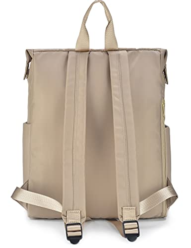 Kah&Kee Cute Travel Backpacks for Womens Fashion Lightweight Water-Resistant Commuting Gym Pockets Fake-Leather Nylon Stitching 2 PCS (Metallic Gold)
