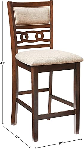 New Classic Furniture Gia 5-Piece Round Counter Height Set with 1 Dining Table and 4 Chairs, 42.25", Cherry