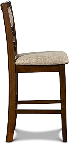 New Classic Furniture Gia 5-Piece Round Counter Height Set with 1 Dining Table and 4 Chairs, 42.25", Cherry