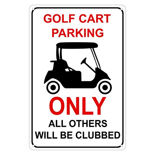 KENSILO Pub Metal Signs Farm Cafe Golf Cart Parking Only Wall Decor Vintage Decorations Tin Sign 8 x 12 inches