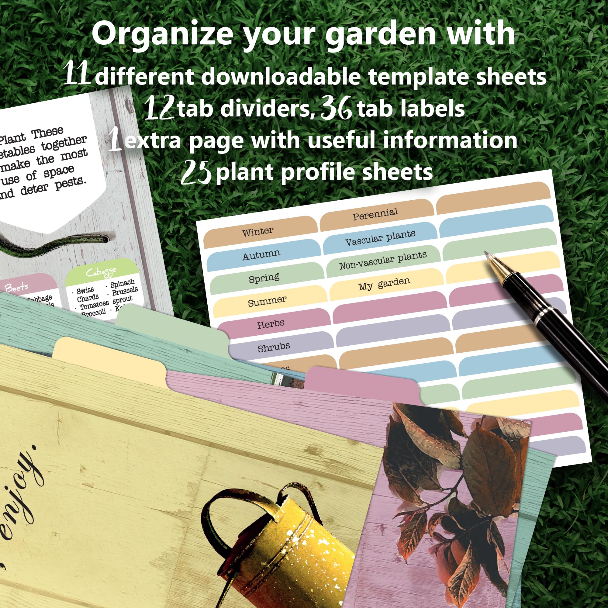 Garden Journal, 3 Ring Full Page 8.5x11" Binder. Seed Packet Organizer Kit, Perfect Planner & Almanac & Notebook for Gardeners, Ideal Gift for Farmers and Garden Enthusiasts (Gardening Binder with Calendar)