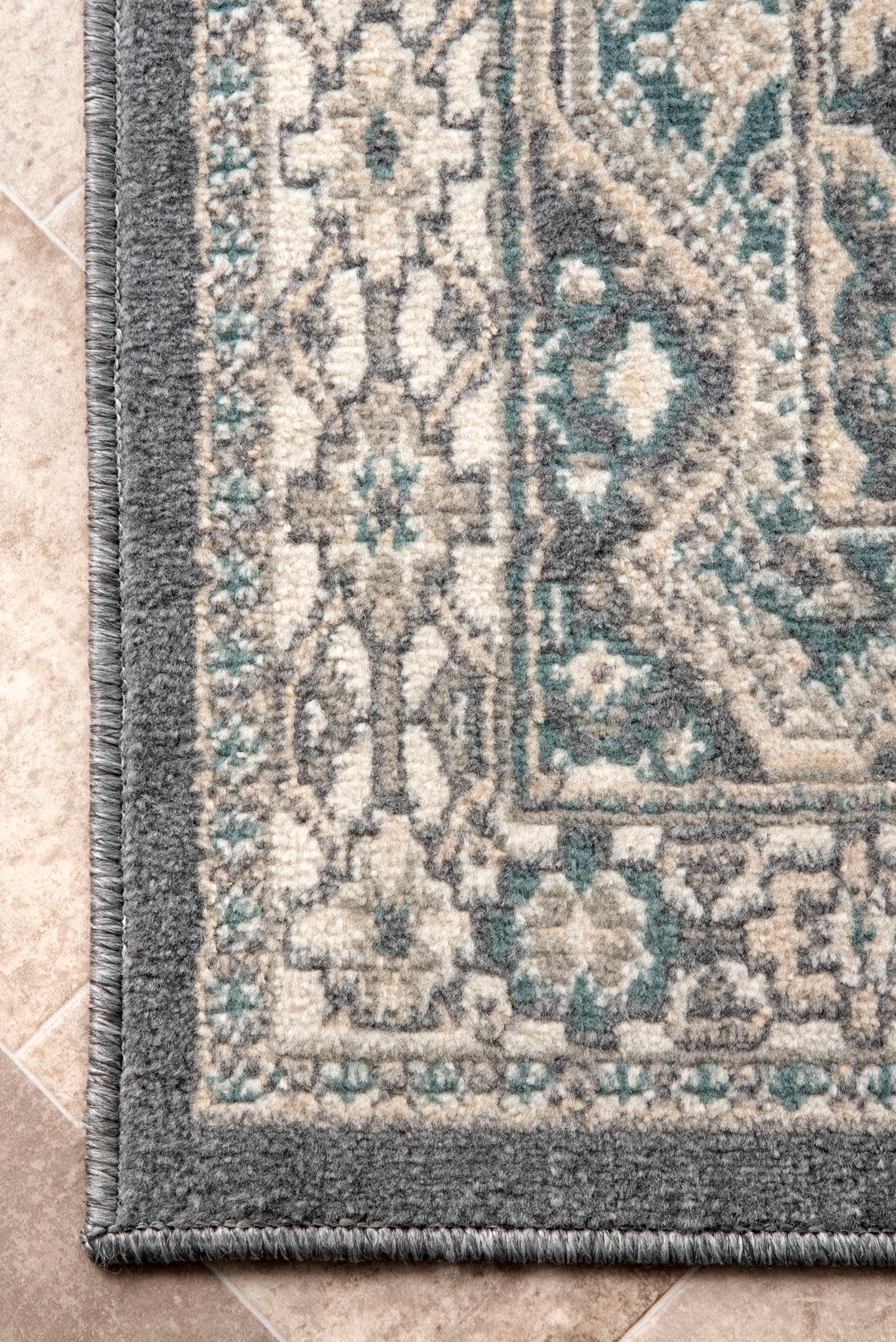 nuLOOM 9x12 Becca Traditional Tiled Area Rug, Charcoal, Faded Transitional Design, Stain Resistant, For Bedroom, Dining Room, Living Room, Hallway, Office, Kitchen, Entryway