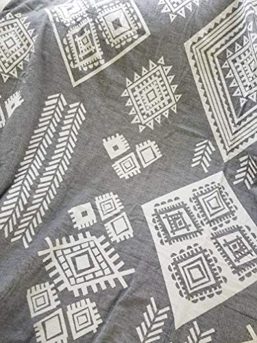 InfuseZen Bohemian Style Turkish Throw Blanket, Tribal Print Lightweight Throw, 100% Cotton Blanket for a Sofa or Partial Bed Cover, Thin Boho Turkish Throw (Charcoal)