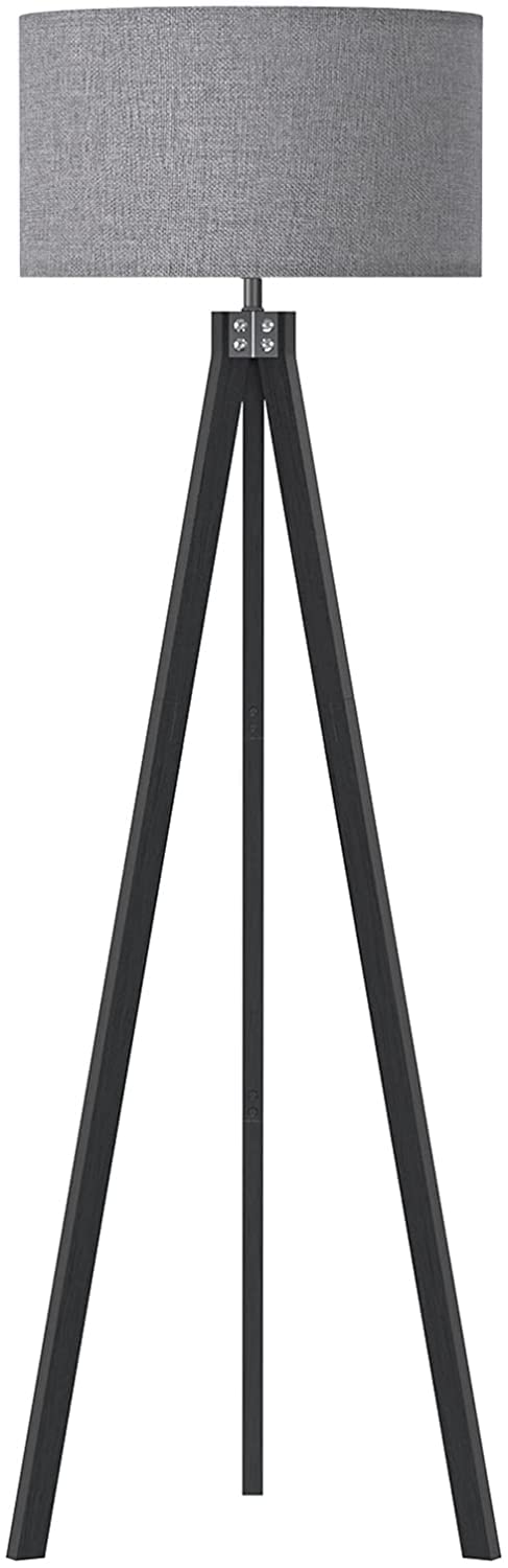 LEPOWER Wood Tripod Floor Lamp, Mid Century Standing Lamp, Modern Design Standing Lamp for Living Room, Bedroom, Study Room and Office, Flaxen Lamp Shade with E26 Lamp Base
