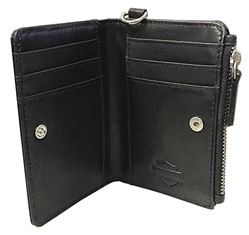 Harley-Davidson Women's Rockin' Roses Bar & Shield Small Zip Wallet - Black