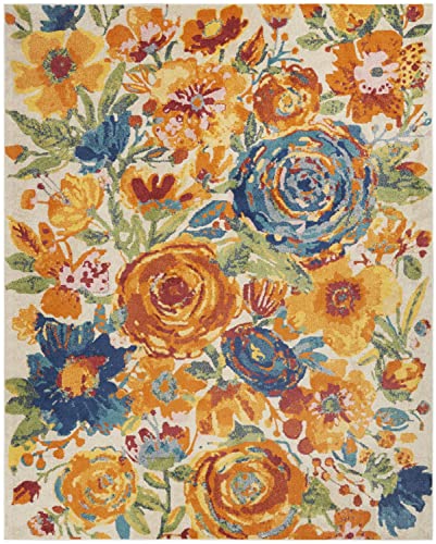 Nourison Allur Floral Ivory Multicolor 7'10" x 9'10" Area -Rug, Easy -Cleaning, Non Shedding, Bed Room, Living Room, Dining Room, Kitchen (8x10)