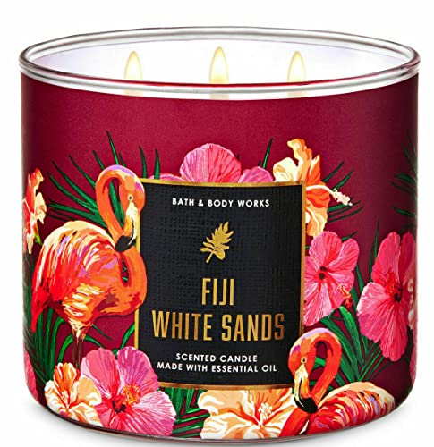 White Barn Bath and Body Works, 3-Wick Candle w/Essential Oils - 14.5 oz - 2021 Spring Scents! (Fiji White Sands)
