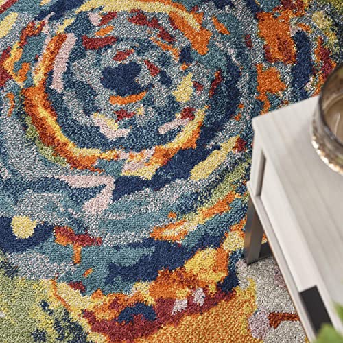 Nourison Allur Floral Ivory Multicolor 7'10" x 9'10" Area -Rug, Easy -Cleaning, Non Shedding, Bed Room, Living Room, Dining Room, Kitchen (8x10)
