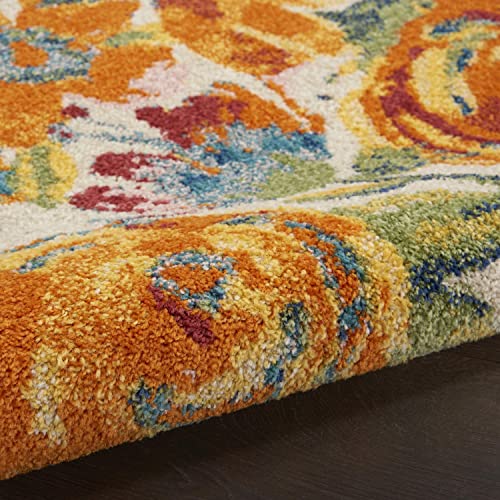 Nourison Allur Floral Ivory Multicolor 7'10" x 9'10" Area -Rug, Easy -Cleaning, Non Shedding, Bed Room, Living Room, Dining Room, Kitchen (8x10)