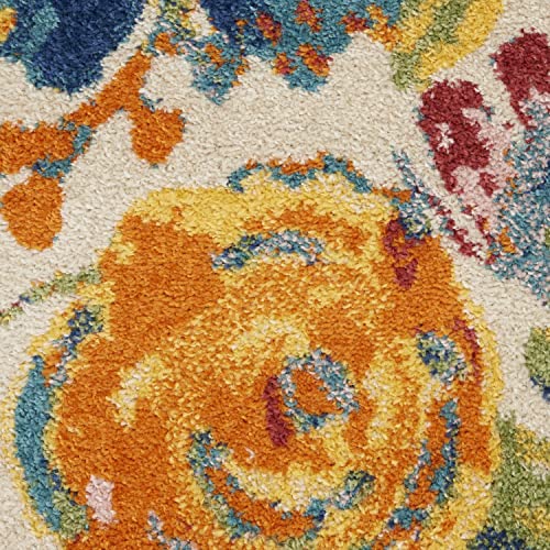 Nourison Allur Floral Ivory Multicolor 7'10" x 9'10" Area -Rug, Easy -Cleaning, Non Shedding, Bed Room, Living Room, Dining Room, Kitchen (8x10)