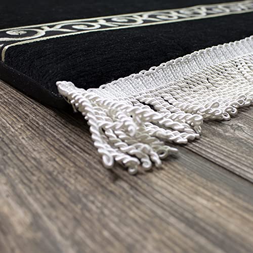 Modefa Turkish Islamic Prayer Rug - Foldable Orthopedic Foam Prayer Mat Janamaz - Thick & Comfortable Padded Muslim Praying Mat for Men & Women - Ramadan or Eid Gift - Luxury Meccan (Black)