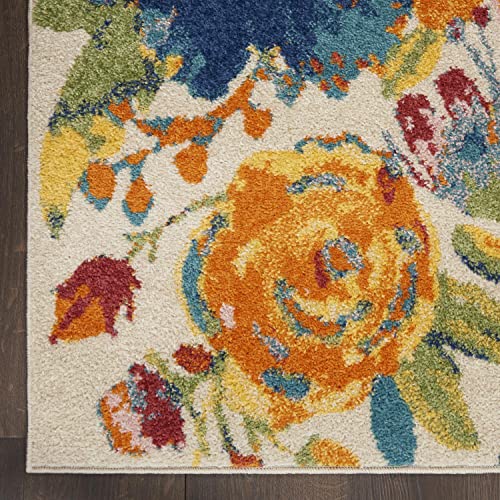 Nourison Allur Floral Ivory Multicolor 7'10" x 9'10" Area -Rug, Easy -Cleaning, Non Shedding, Bed Room, Living Room, Dining Room, Kitchen (8x10)