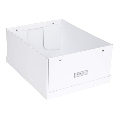 Bigso Katrin Collapsible Storage Box | Photo Storage Box with Labelframe for Easy Identification | Simple Assembly without Tools | Decorative Storage Boxes with Lids | 13.5″ x 17.6″ x 7.2″ | White