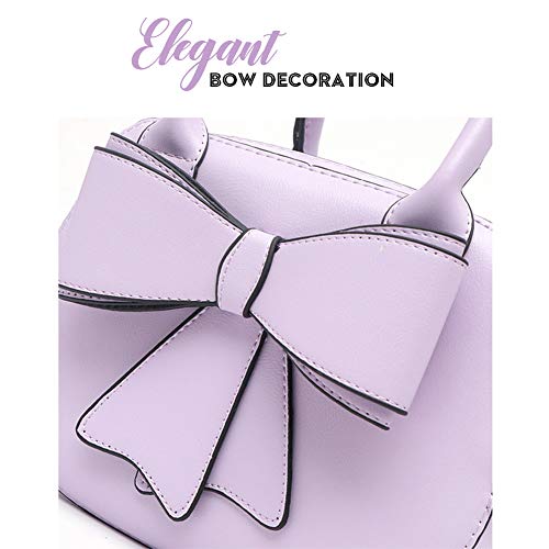 Girls Bowknot Handbag Purse Cute Leather Mini Shoulder Bag for Women Top-handle Totes Satchel (Pink)