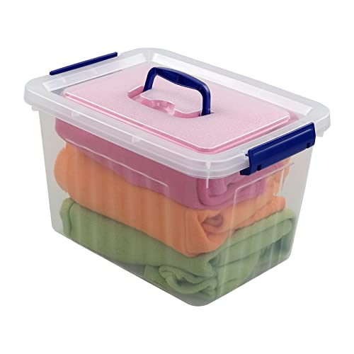 Morcte 10 L Plastic Lidded Storage Bin, Clear Storage Box, Pack of 6
