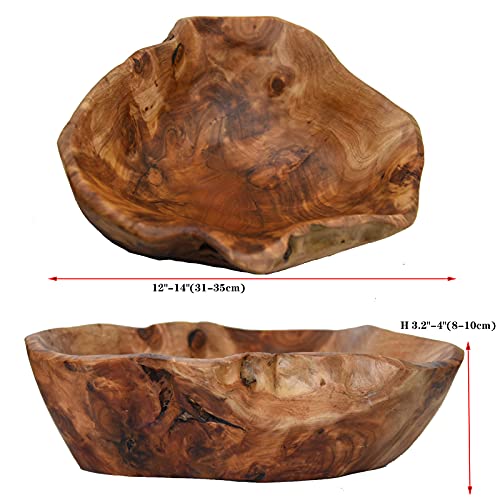 Creative Wood Bowl Root Carved Bowl Handmade Natural Real Wood Candy Serving Bowl (12"-14")