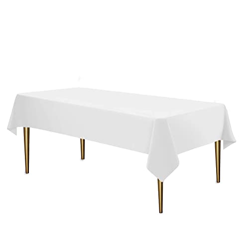 Party Dimensions White Disposable Plastic Tablecloth for Rectangle Tables (12 Pack) Table Cloths for Parties, Events & Weddings, Indoors & Outdoors, 54 x 108 inches, Plastic Table Cover