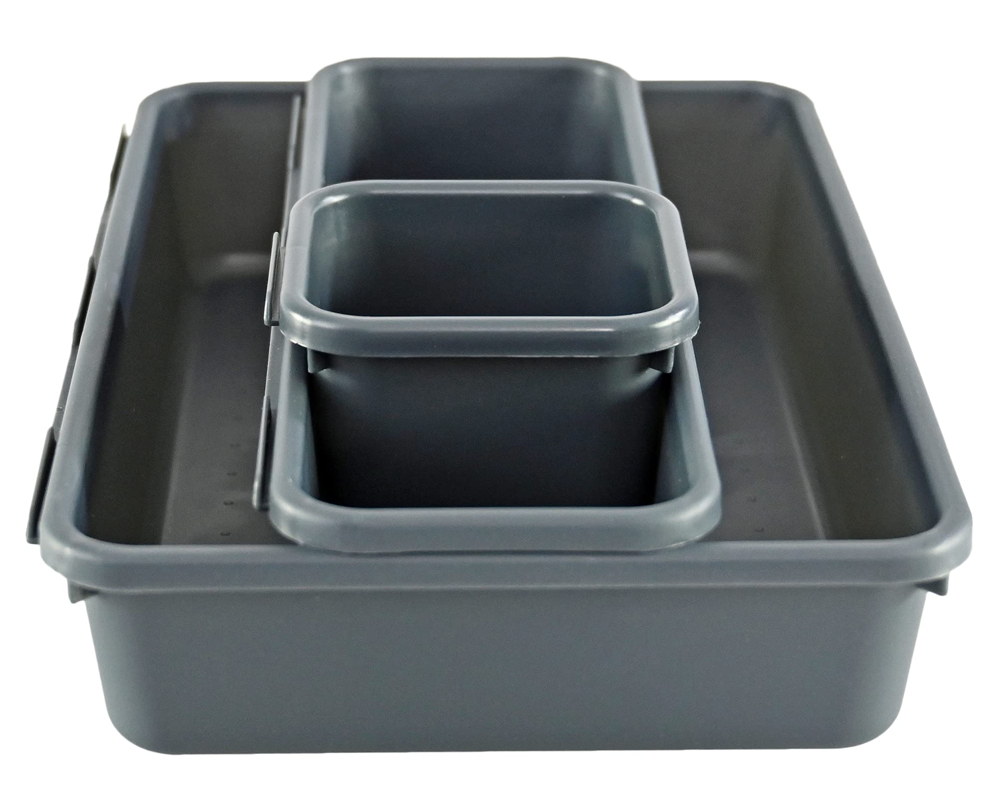 HOME-X Connecting Organizer Trays, Set of Interlocking Adjustable Trays for Organizing Office Supplies and Kitchen Utensil Drawers, Set of 8, 3 Sizes, Gray