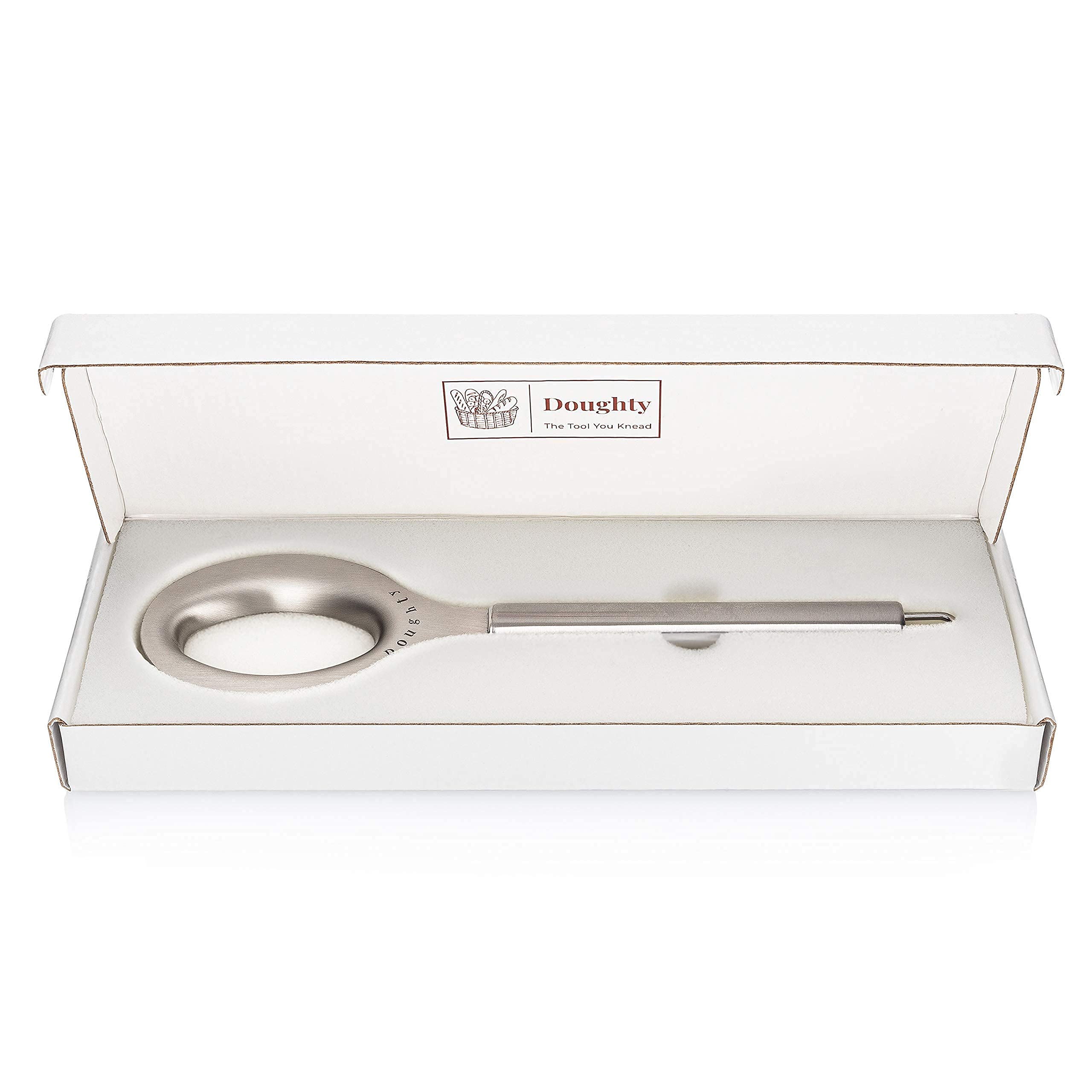 DOUGHTY - Dough Kneading & Mixing Tool - Stainless Steel Hand Mixer - Ideal for Thick Sticky Doughs - Great Bread Kneading Tool & Danish Dough Whisk Alternative - Gift Box Included