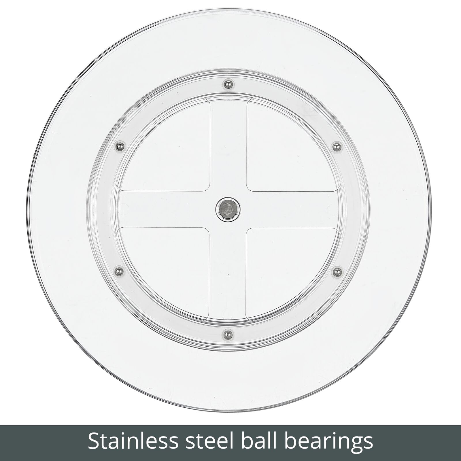 mDesign Lazy Susan Turntable Plastic Spinner for Kitchen/Bathroom, Pantry, Fridge, Cupboards, or Counter Organizing, Fully Rotating Organizer for Food, 9" Round - Lumiere Collection - 2 Pack, Clear
