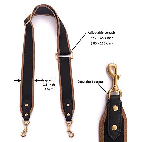 GOXTECH Purse Strap Replacement Crossbody Handbag Stripe Wide Adjustable (Black -Bag Strap)