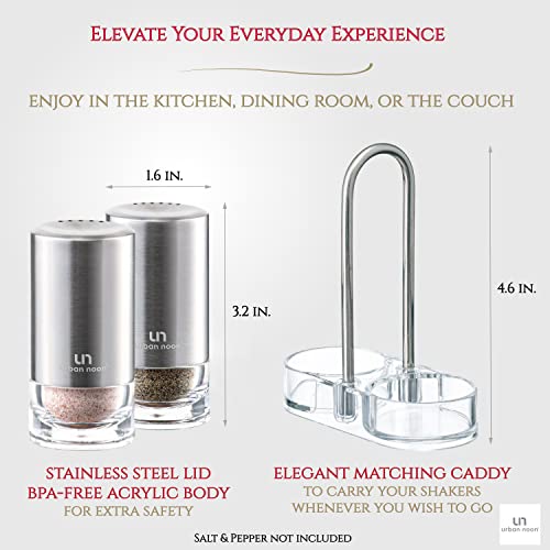 Salt and Pepper Shakers with Holder - Elegant Stainless Steel Shaker Set by urban noon