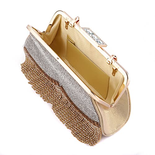 CHIC DIARY Rhinestones Crystal Clutch Purse for Women Top Handle Evening Bag for Party Prom Crossbody Purse Shoulder Handbag