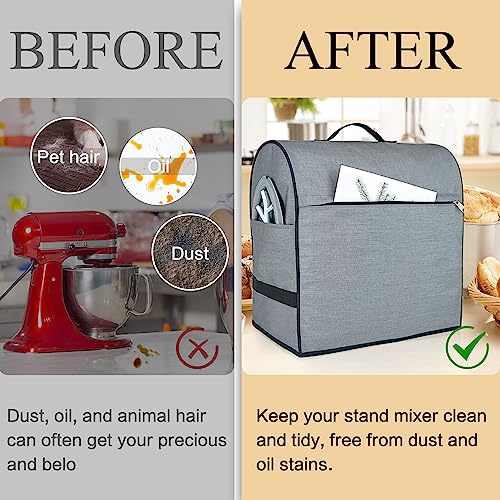 Stand Mixer Cover, Kitchen Aid Mixer Cover Compatible with 4.5-5 Qt Tilt-Head Stand Mixer, Dust Cover with 3 Pockets & 8 Pcs Appliance Sliders, Kitchen Aid Mixer Accessories, Red