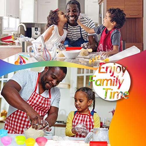 Shacoryze Kids Cooking and Baking Set 40 Pcs with Gift Box, Real Kitchen Utensils Kit for Children Toddlers Teens, Gift for Girls&Boys, Nonstick Rolling Pin Silicone Pastry Mat Cupcake Molds