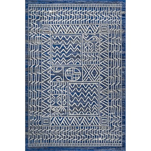 nuLOOM Joannie Contemporary Abstract Patterned Area Rug, 9x12, Blue