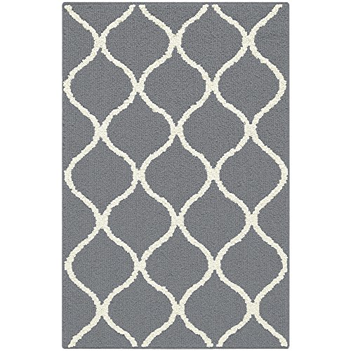 Maples Rugs Rebecca Contemporary Runner Rug Non Slip Hallway Entry Carpet, 1'9 x 5', Grey/White & Rebecca Contemporary Kitchen Rugs Non Skid Accent Area Carpet, 2'6 x 3'10, Grey/White