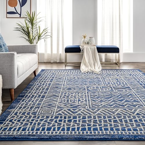 nuLOOM Joannie Contemporary Abstract Patterned Area Rug, 9x12, Blue