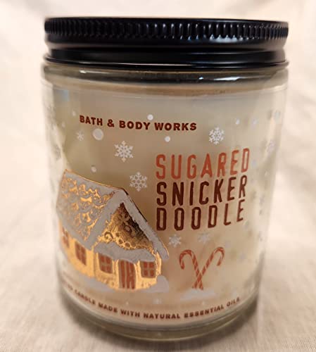 White Barn Candle Company Bath and Body Works Single Wick Scented Candle w/Essential Oils - 7 oz Sugared Snickerdoodle (Warm Spices, Creamy Vanilla, Sugared Musk)