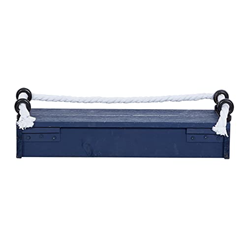 Deco 79 Wood 3 Shelves Wall Shelf with Knotted Rope, Set of 3 32", 25", 17"W, Blue