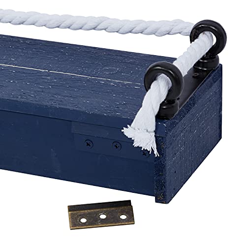 Deco 79 Wood 3 Shelves Wall Shelf with Knotted Rope, Set of 3 32", 25", 17"W, Blue