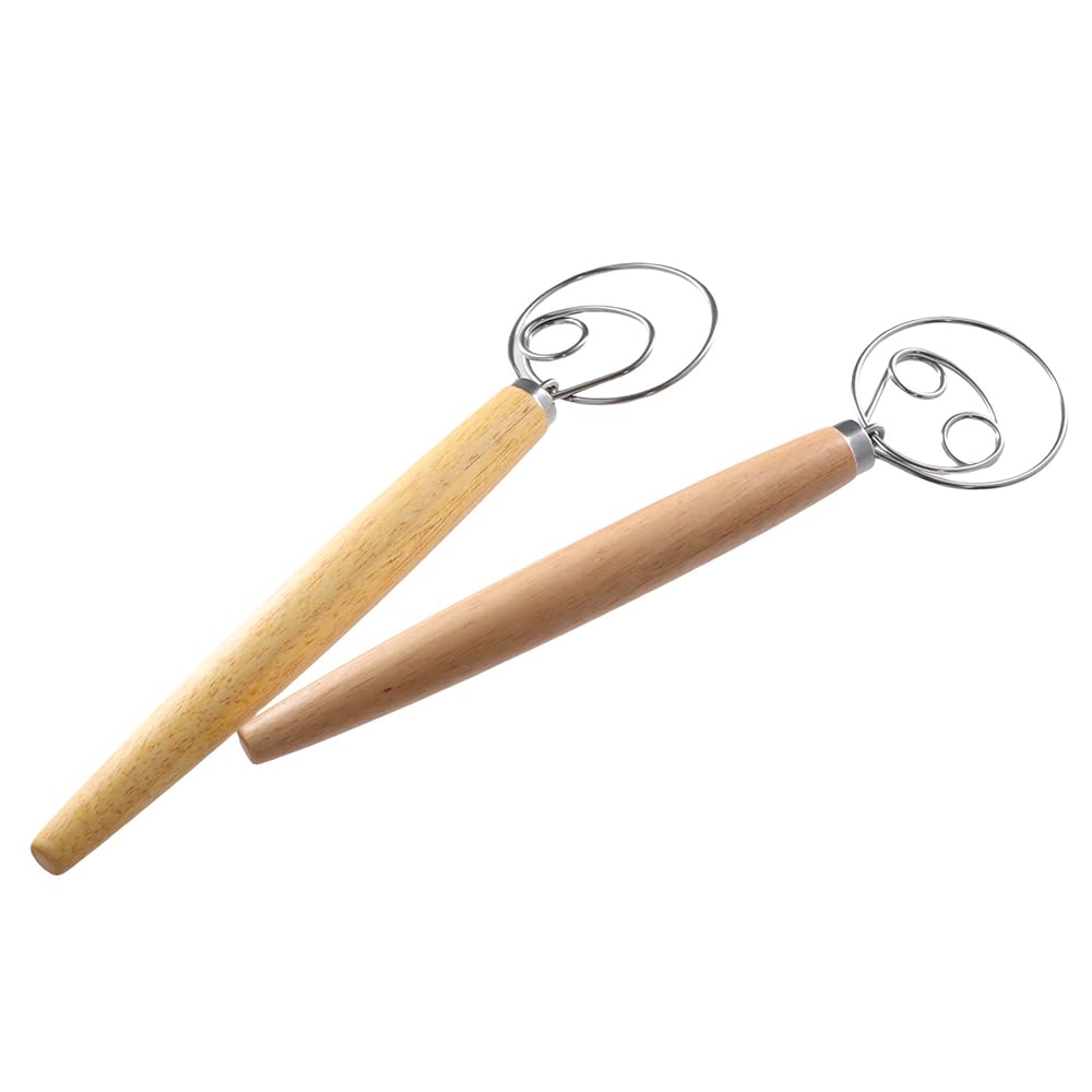 Vctitil 4Pcs Dough Whisk Bread Mixer&Egg Whisk Kits,Bread Making Tools Set,Dutch Whisk,Hand Rotary Whisk,with a Dough Scraper,Ideal for Baking,Pastry(4pcs)