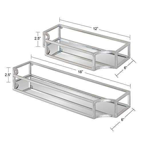 Kate and Laurel Ciel Modern Glam Metal Wall Shelf Set, Set of 2, Silver, Elegant Wall Decor and Storage